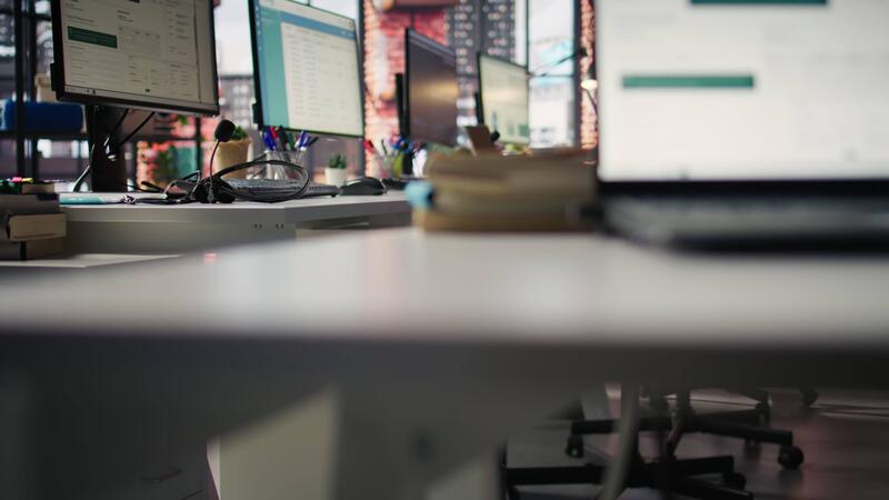 Package Tracking Software And Crm Appointment Schedule App Displayed On Pc Screens In Logistics