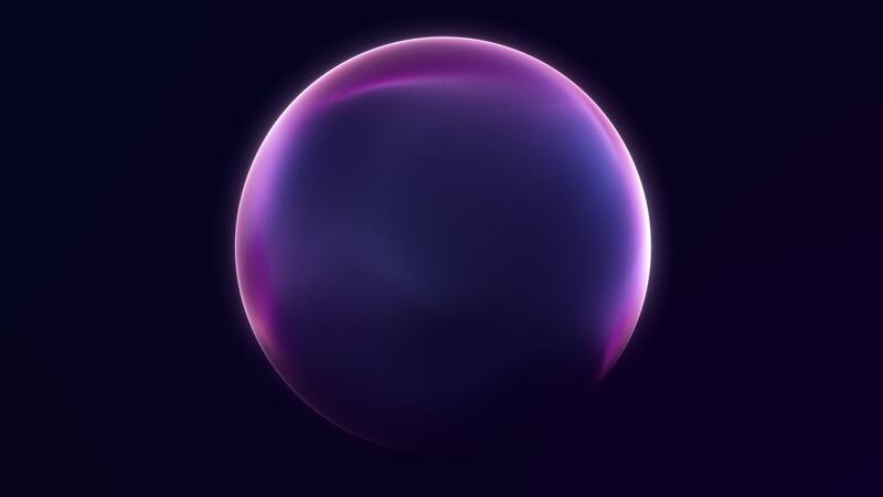 Gradient coloured minimalistic energy orb on dark technology background ...