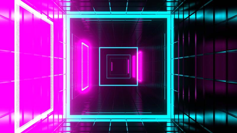 Cyan And Pink Led Dynamic Square Strobe Tunnel Background Vj Loop 4k