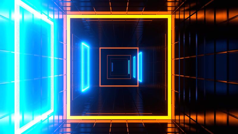 Blue And Orange Led Dynamic Square Strobe Tunnel Background Vj Loop In 4k 60219357 Stock Video