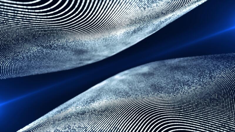 Rotating Surface Made Of Digital Particles Abstract Glowing Wave From Of Particles And Dots