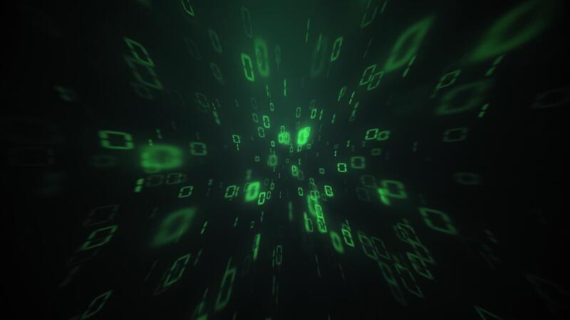 High speed flashing binary code ones and zeros streaming down the frame. Full HD and looping ...