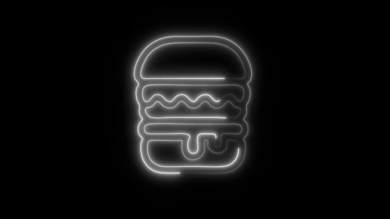 embrasé néon Hamburger icône isolé sur noir Contexte mouvement graphique animation 60622334 ...