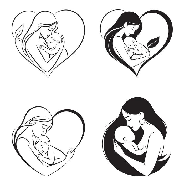Mother And Baby Line Art Vector Art, Icons, and Graphics for Free Download