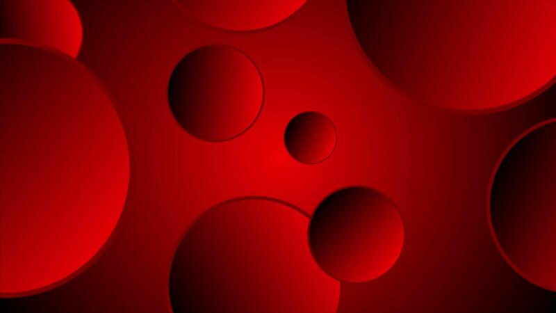 Red color wiggling multiple circular shapes gradient design loop able geometrical background ...