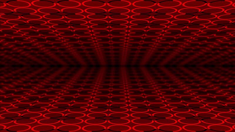 Red color 3d multiple circular shapes seamless design dark loop able geometrical background ...