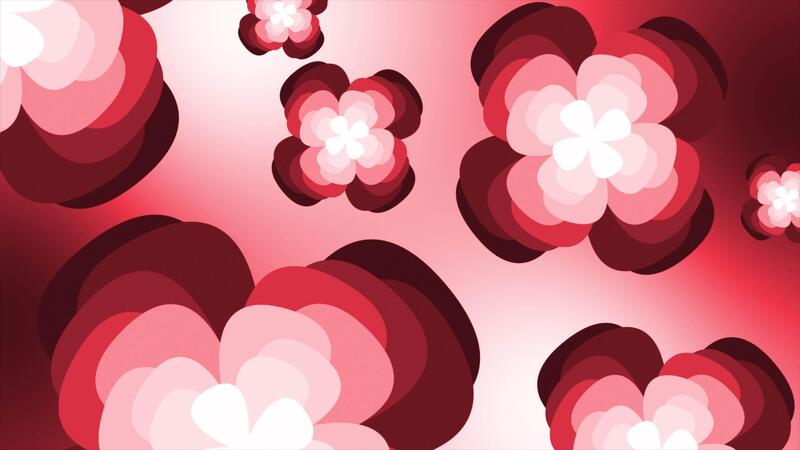 Red Color Rotating Multiple Flower Shapes Modern Design Dark Loop Able