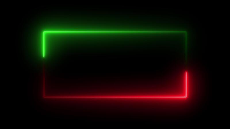 Abstract colorful glowing neon rectangle border frame animation Isolated on Black Background ...