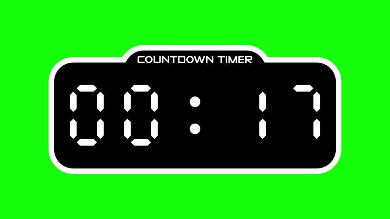 20 second countdown timer with digital display and green screen background suitable for ...