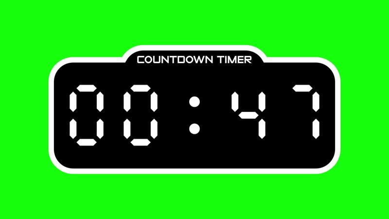 50 second countdown timer with digital display and green screen background suitable for ...