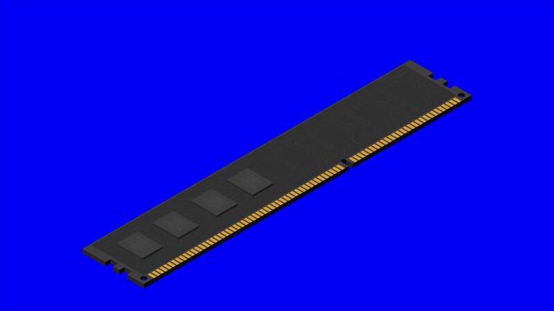 Isometric random access memory animation. RAM memory realistic 3d isometric. Computer hardware ...