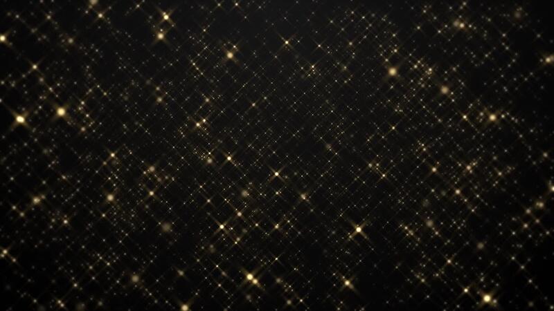 Glitzy background animation with glittering shiny gold particles and shooting golden stars. This ...