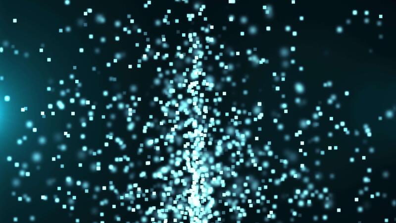 Abstract technology background with flying geometric shapes of squares ...