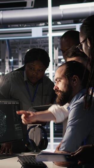 Vertical Admins Doing Brainstorming In Server Hub Reviewing Machine Learning Code And Llm