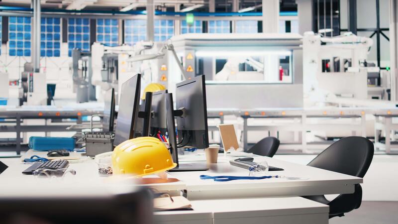 Monitor in photovoltaics factory office used in finetuning system ...