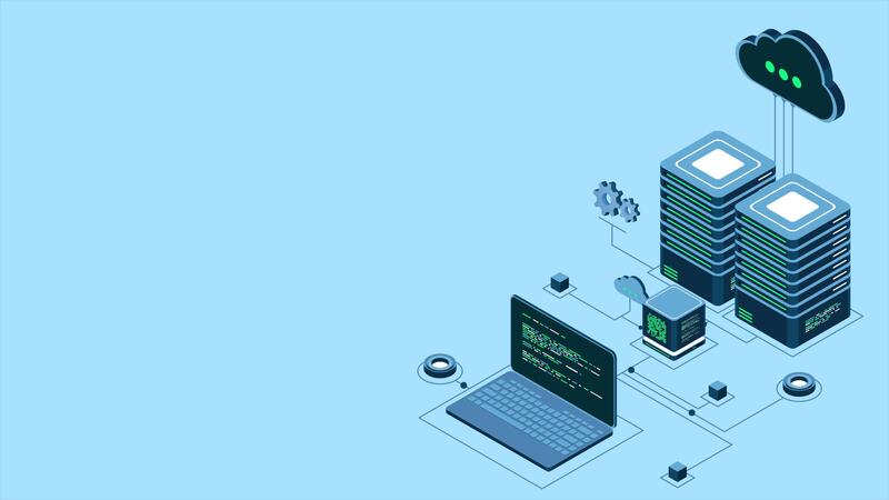 Isometric Computer Technology Animation Computation Of Big Data Center Cloud Computing Online