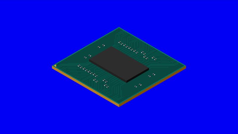 Isometric processor animation. Central processing unit or CPU. Computer hardware components ...