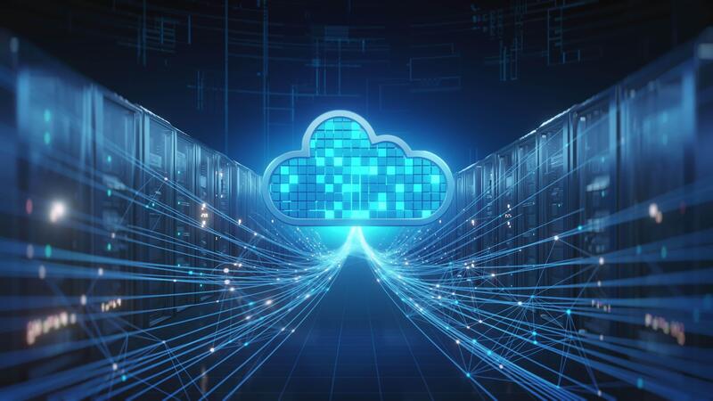Abstract visual representation of cloud computing and data storage ...