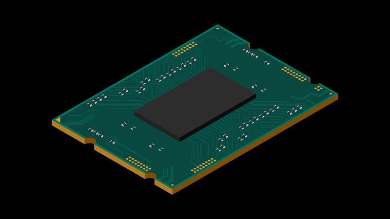 Isometric processor animation. Central processing unit or CPU. Computer hardware components ...