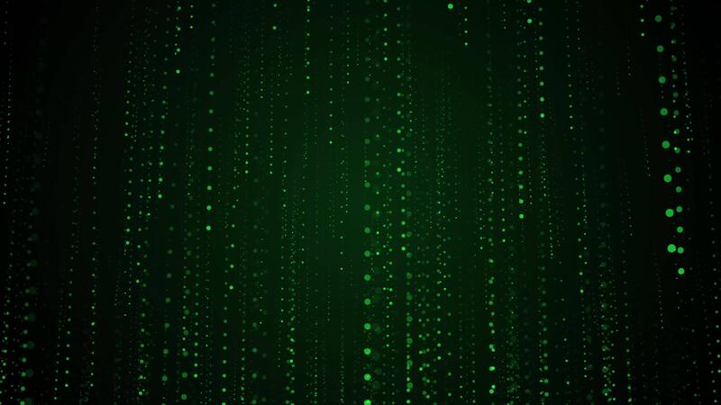 Falling green particle rain in digital matrix style, abstract hacker ...
