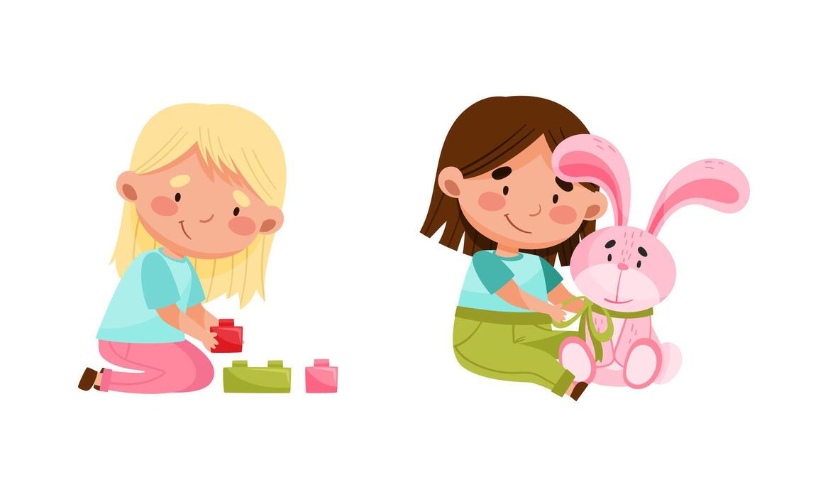 Kids Sharing Toys Vector Art, Icons, and Graphics for Free Download