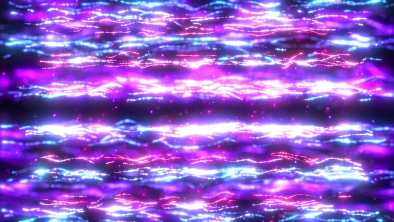 Abstract colorful digital dynamic waves of particles with light motion lights background, data ...