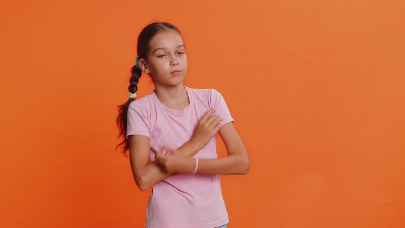 Tired bored preteen child girl kid indifferent expression, exhausted of ...