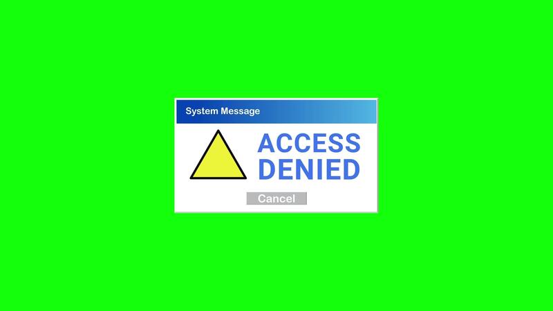 Access Denied System Message Animation on Green Screen, Cybersecurity Warning Pop up 67705145 ...
