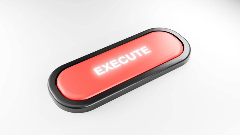 Fist Smashes Giant Red EXECUTE Button with Force, Hand Pressing Red Button 68090622 Stock Video ...