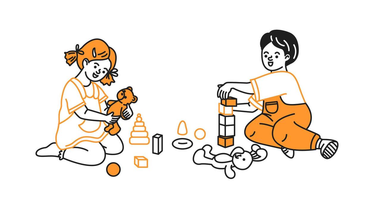 Kids Sharing Toys Vector Art, Icons, and Graphics for Free Download