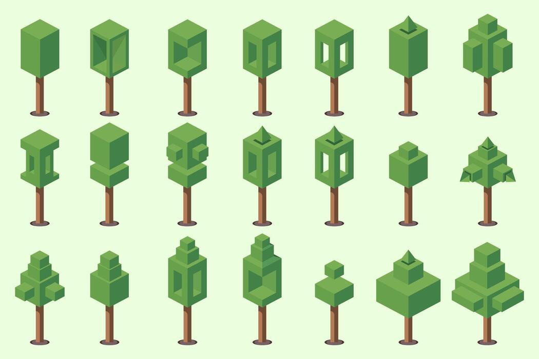 Axonometric Tree Vector Art, Icons, and Graphics for Free Download