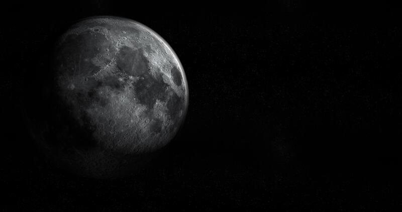Moon in rotation with mare tranquillitatis, serenitatis and crisium. 3d ...