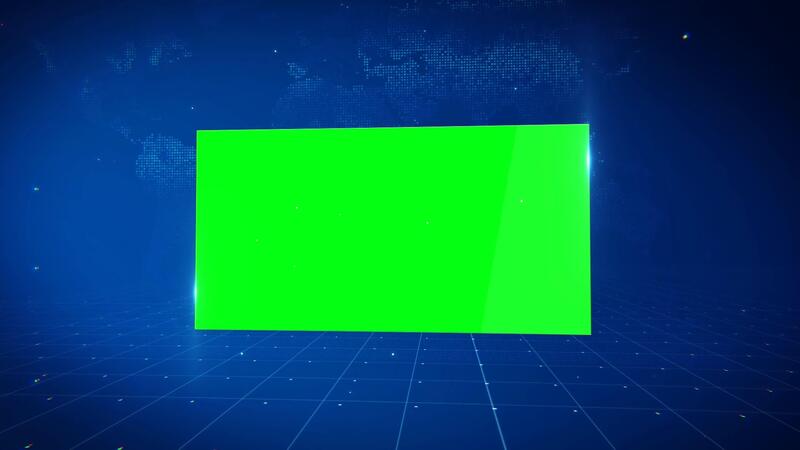 Green screen template for news intro background with digital world map and grid animation effect ...