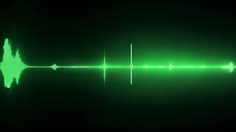 Green Waveform Audio Spectrum Visualizer Displays Sounds, Oscillating ...