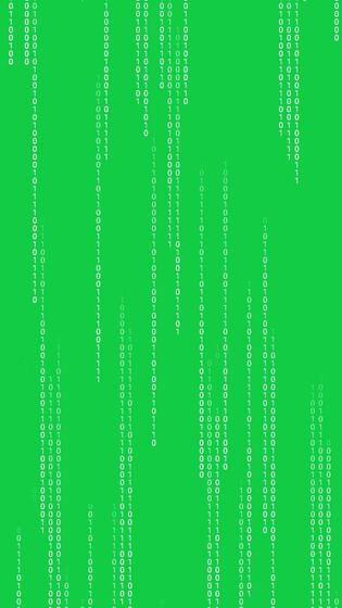 Matrix style binary code falling rain animation on green screen ...