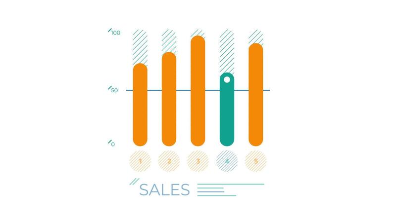 Animated element of business infographic - bar chart with a highlighted ...