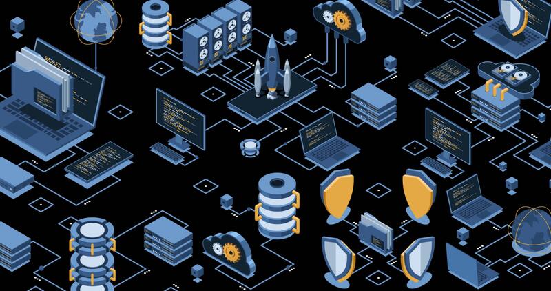 Isometric data network management animation. Cloud storage data and ...