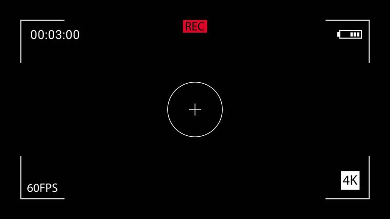 Digital camera recording interface with active REC indicator, timecode ...